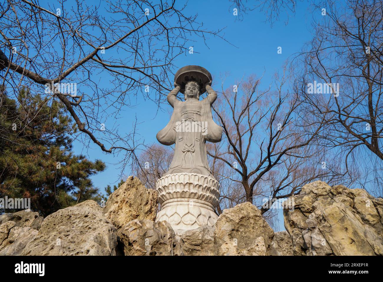 Beijing China, February 15, 2023: Immortal Chenglu Sculpture in Old ...