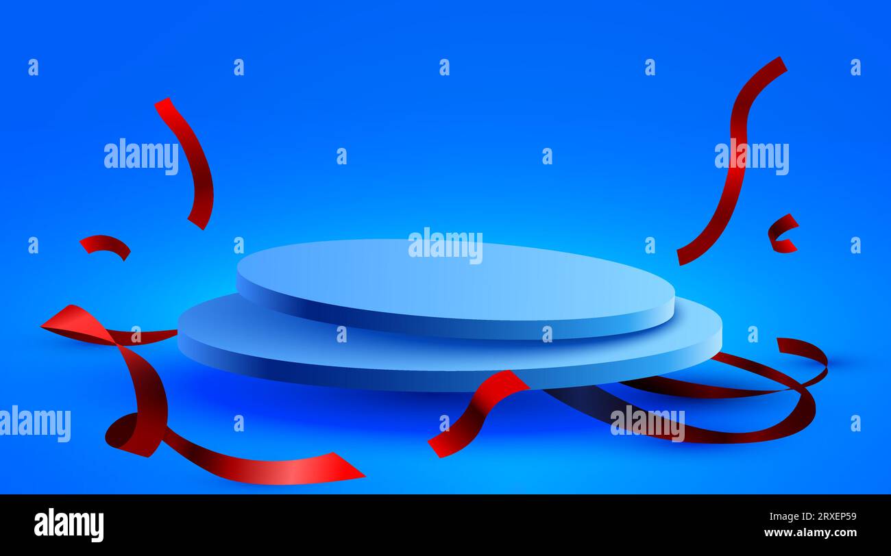 Abstract scene background. Cylinder podium background with confetti and ...