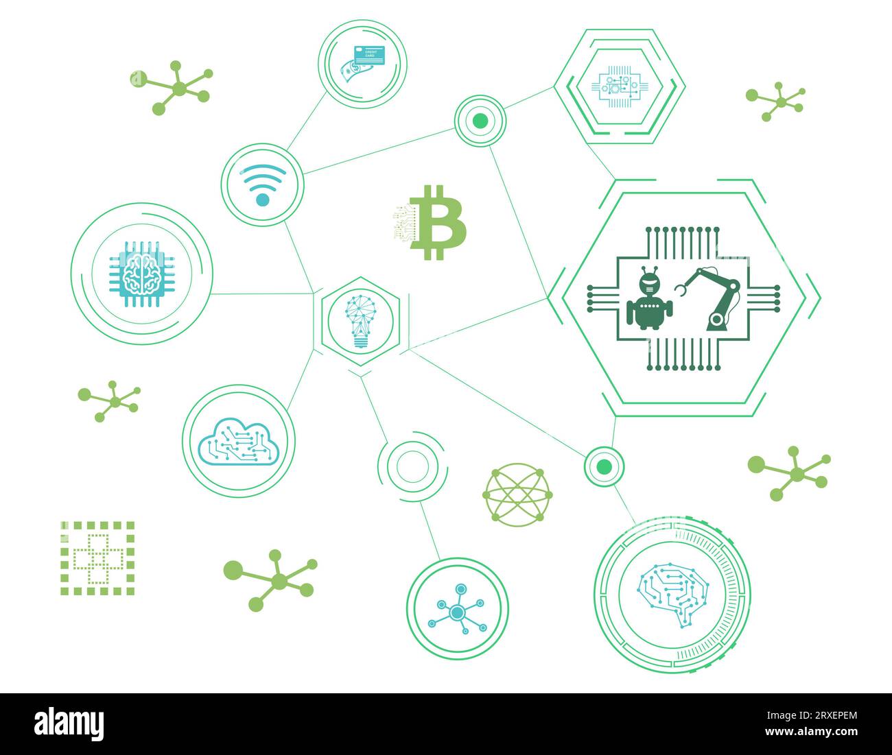 Concept of digital disruption with connected icons Stock Photo - Alamy
