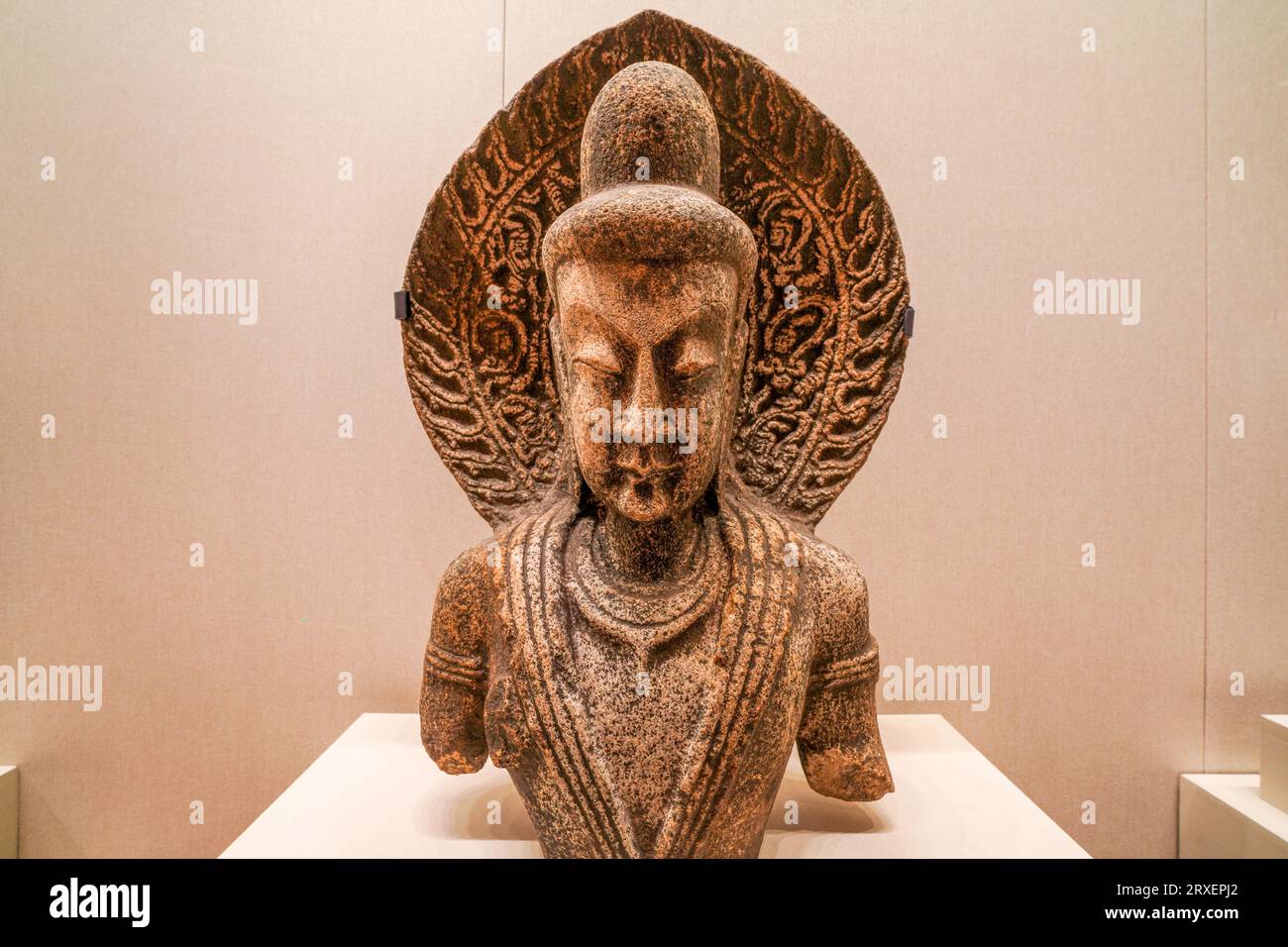 Beijing China, February 16, 2023: Stone Buddha Bust in the National ...