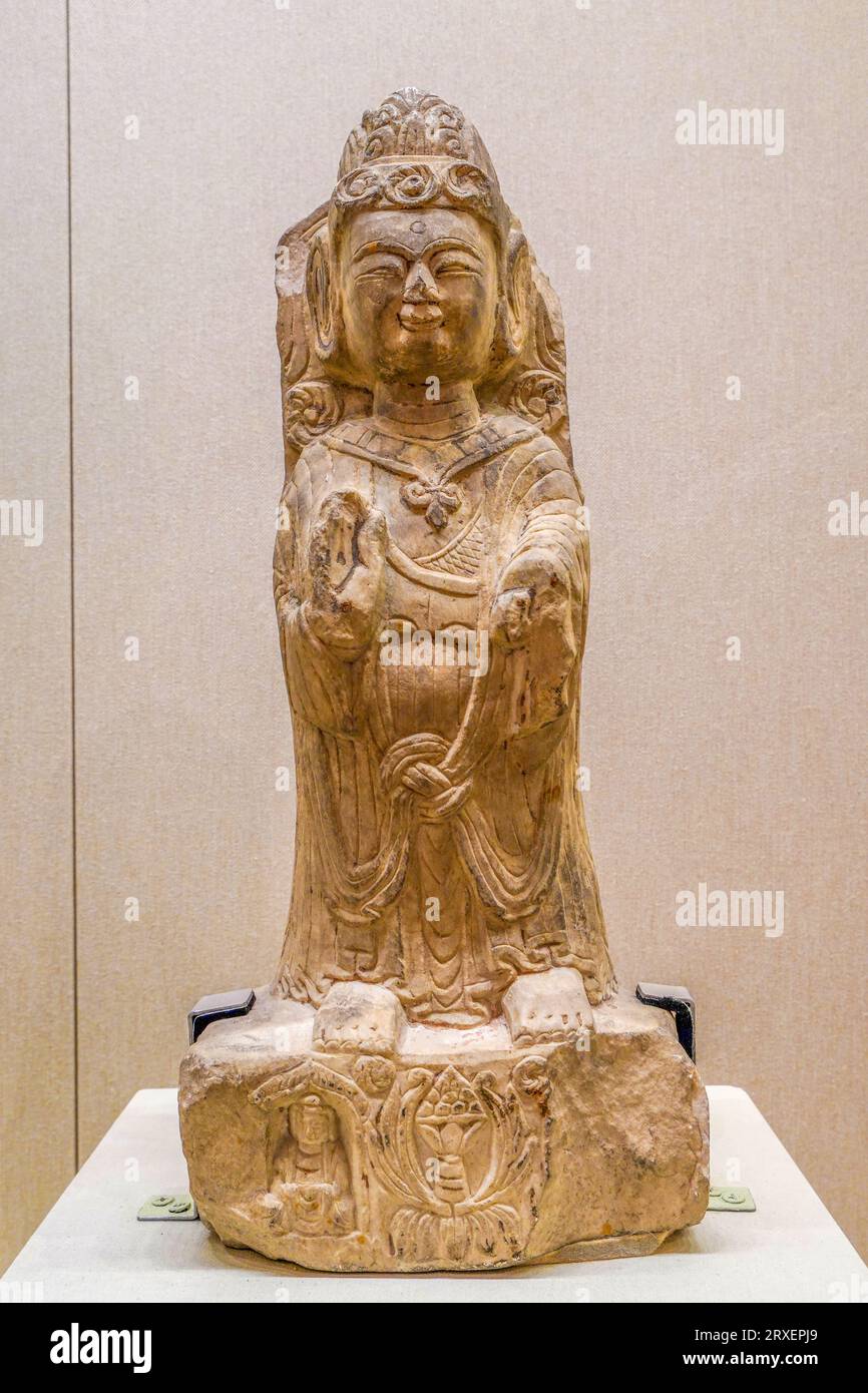 Beijing China, February 16, 2023: Stone Buddha statue in the National ...
