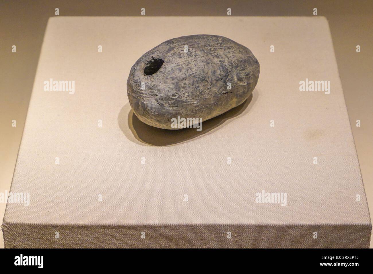 Beijing China, February 16, 2023: Hemudu culture Pottery Xun in the ...