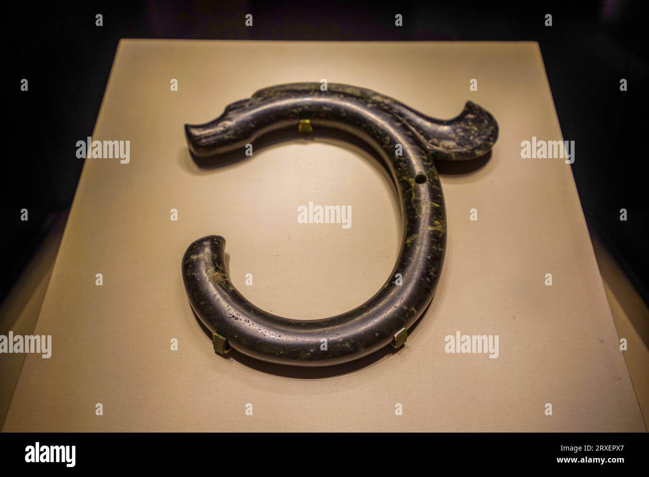 Beijing China, February 16, 2023: Hongshan culture Jade Dragon in the ...