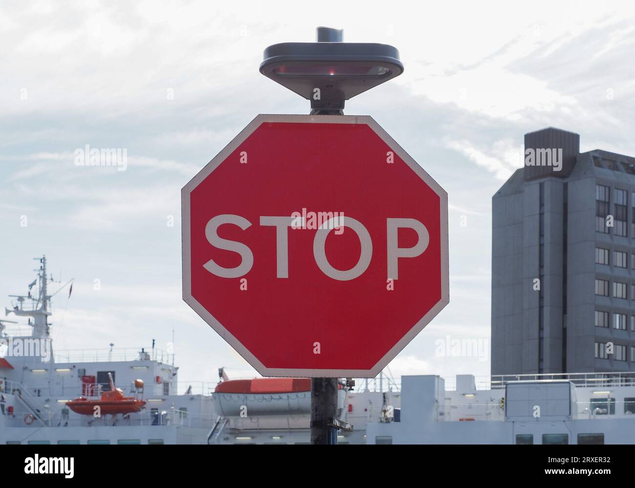 Warning signs, red stop traffic sign Stock Photo - Alamy