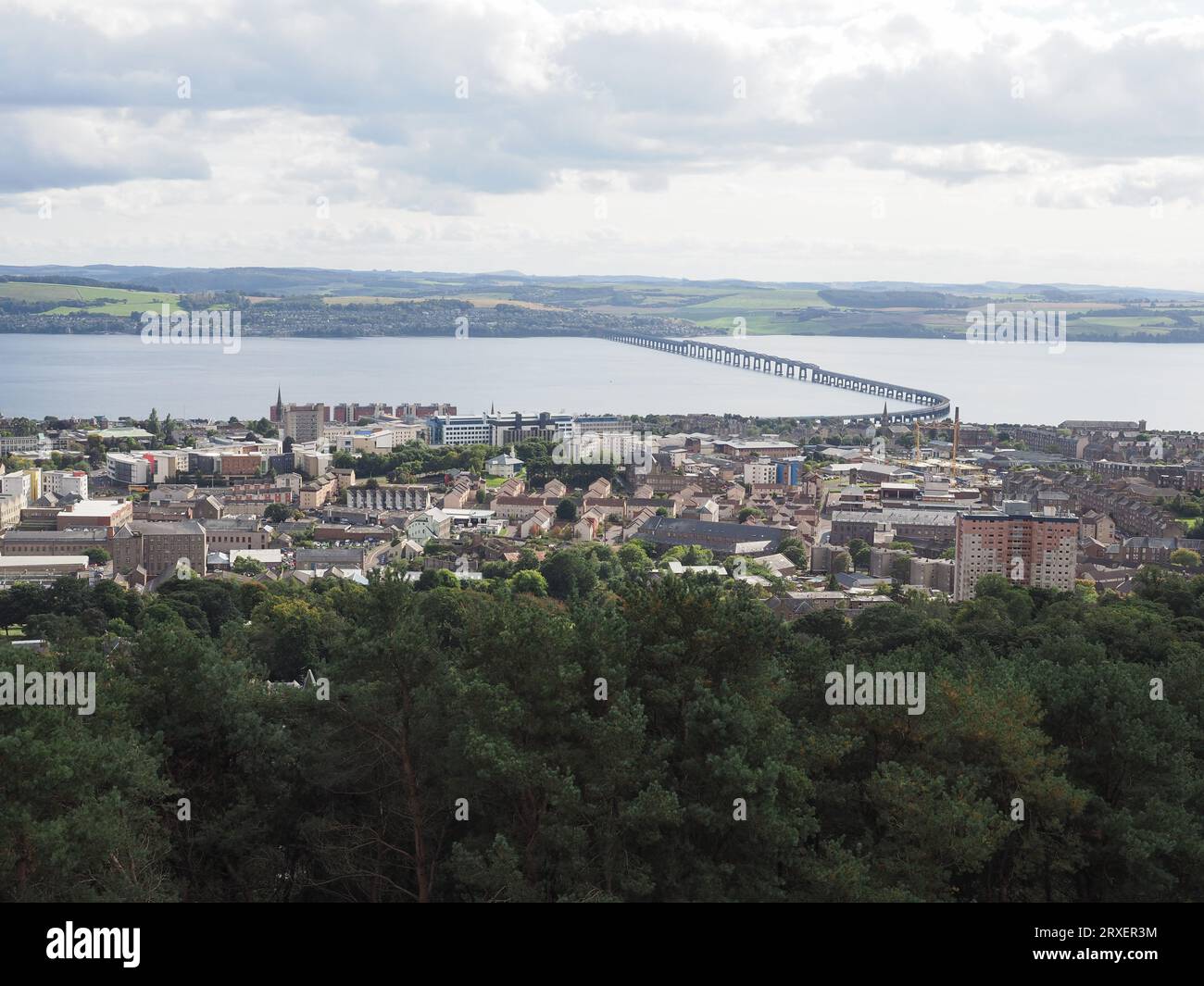 Aerial view of Dundee seen from the Dundee Law hill in Dundee, UK Stock ...