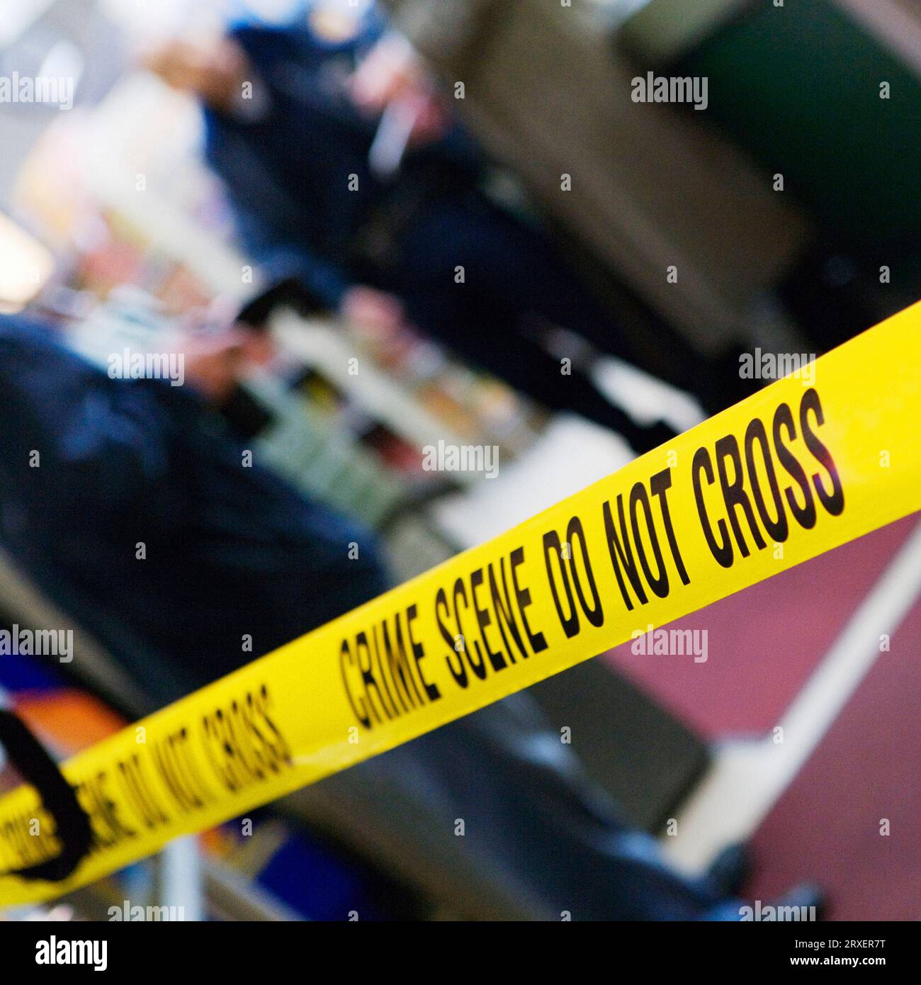 Caution tape at a crime scene Stock Photo - Alamy