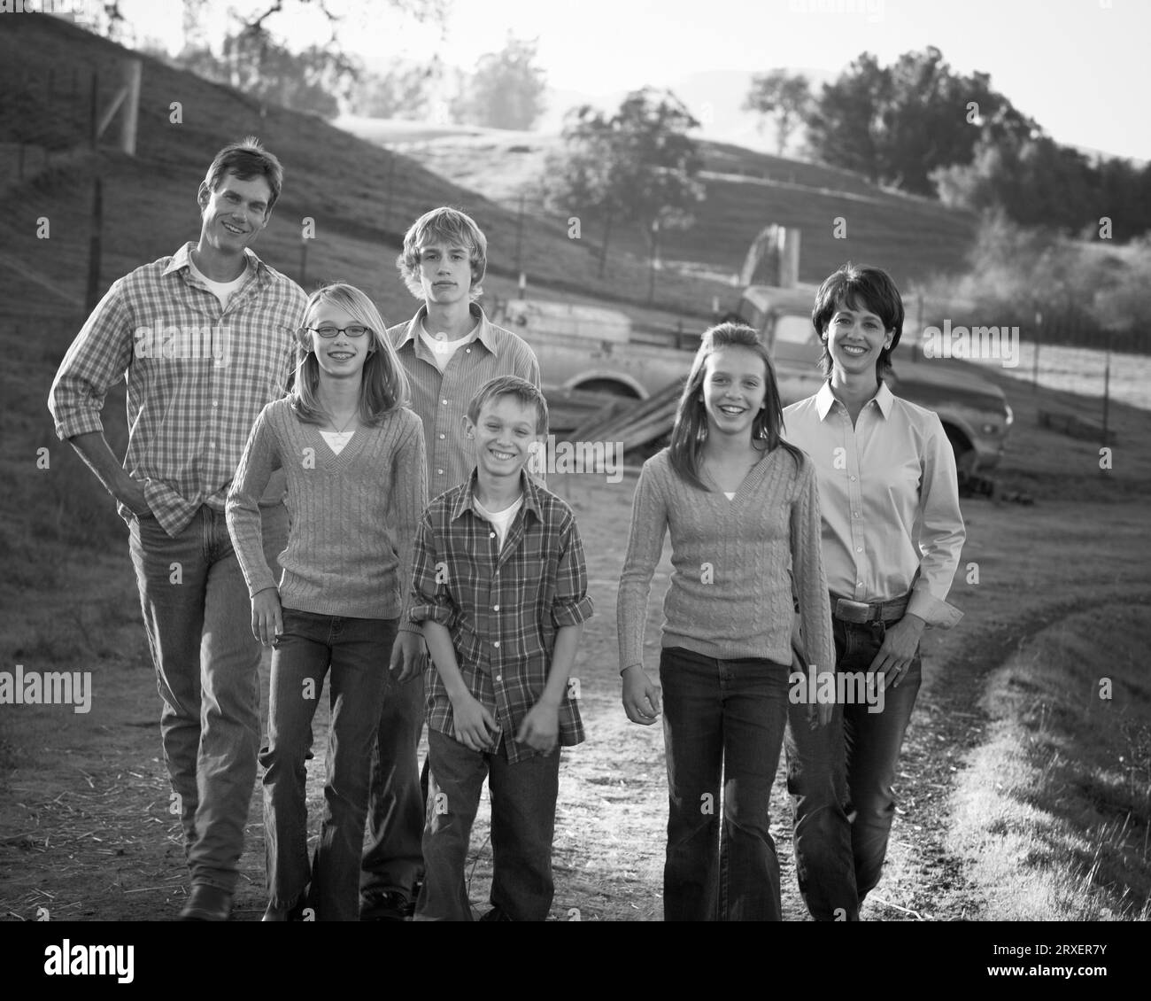Country family portrait Black and White Stock Photos & Images - Alamy