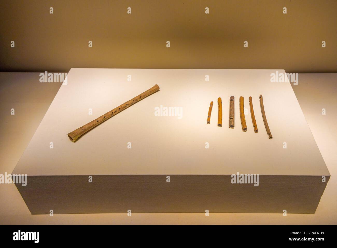 Beijing China, February 16, 2023: Peiligang culture Bone Flute and ...