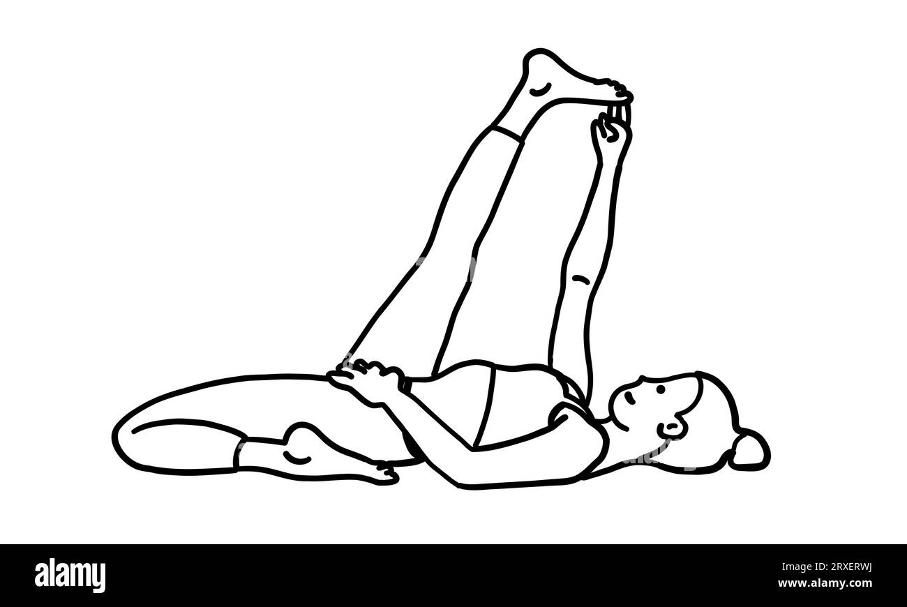 Training in pilates and yoga pose female character. Meditation, pilates ...