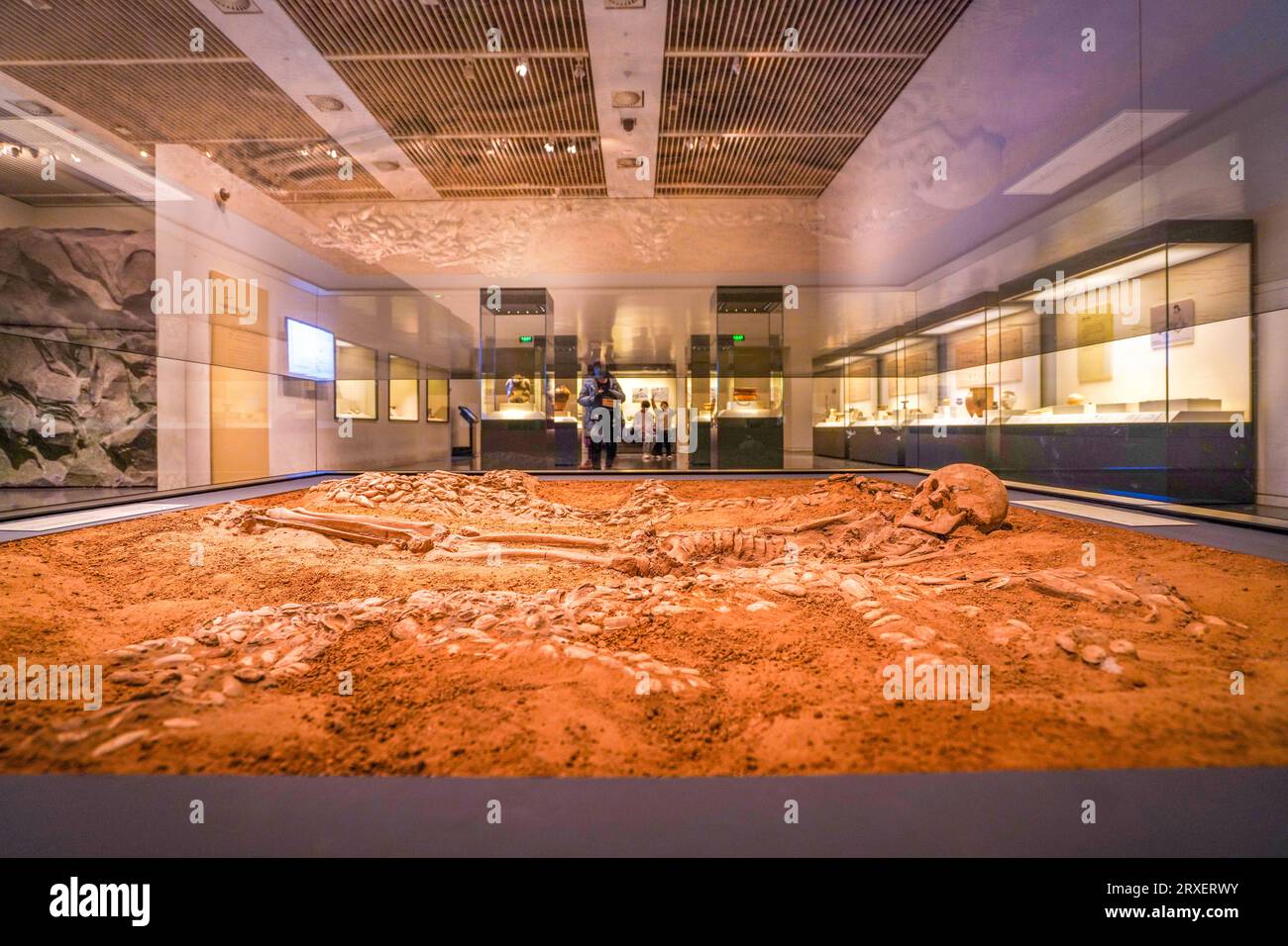 Beijing China, February 16, 2023: Yangshao culture clam shaped dragon ...