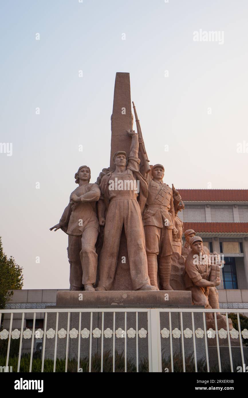 Beijing China, February 16, 2023: Sculpture outside Chairman Mao ...