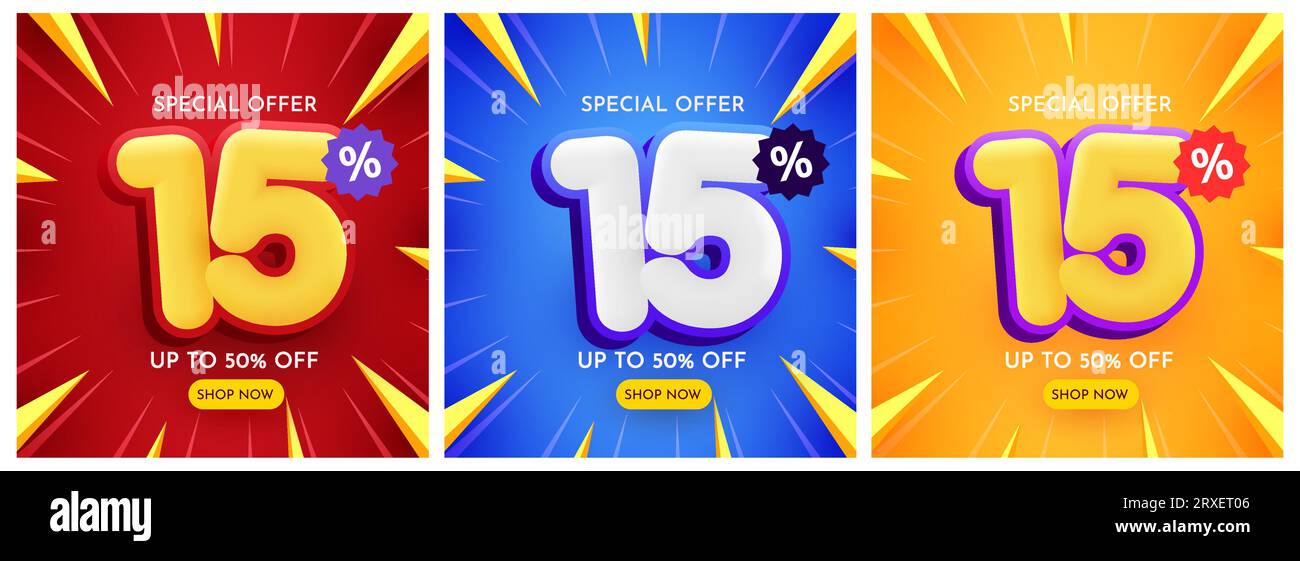 15 percent Off. Discount creative composition. Mega Sale. Vector ...