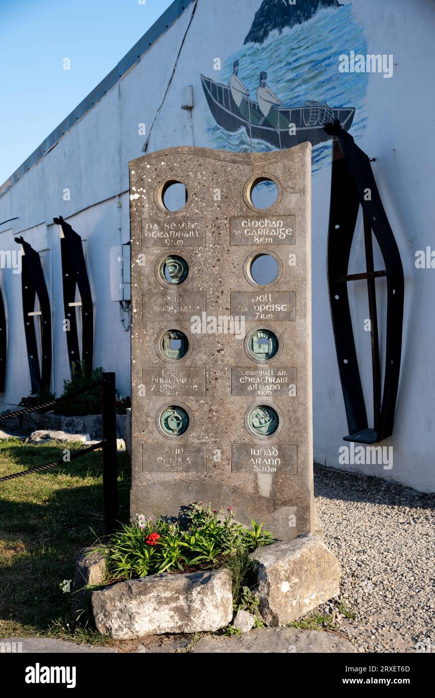 Kilronan, Ireland - 4 june, 2023, Hiking trail signe in Kilronan ...