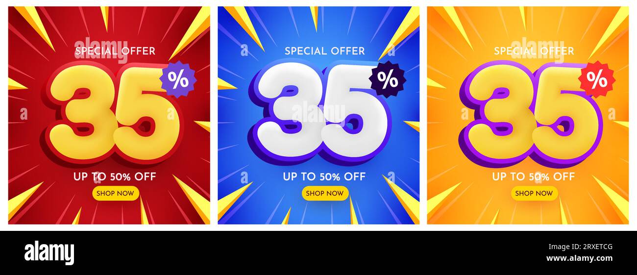 35 percent Off. Discount creative composition. Mega Sale. Vector ...