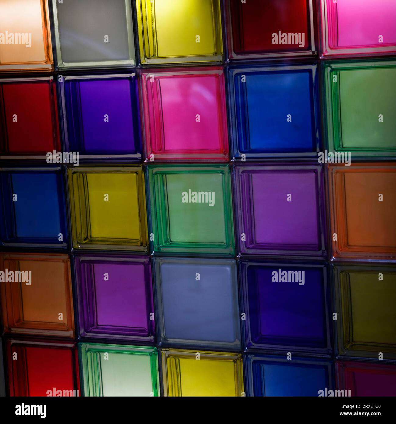 An arrangement of colored glass blocks Stock Photo - Alamy