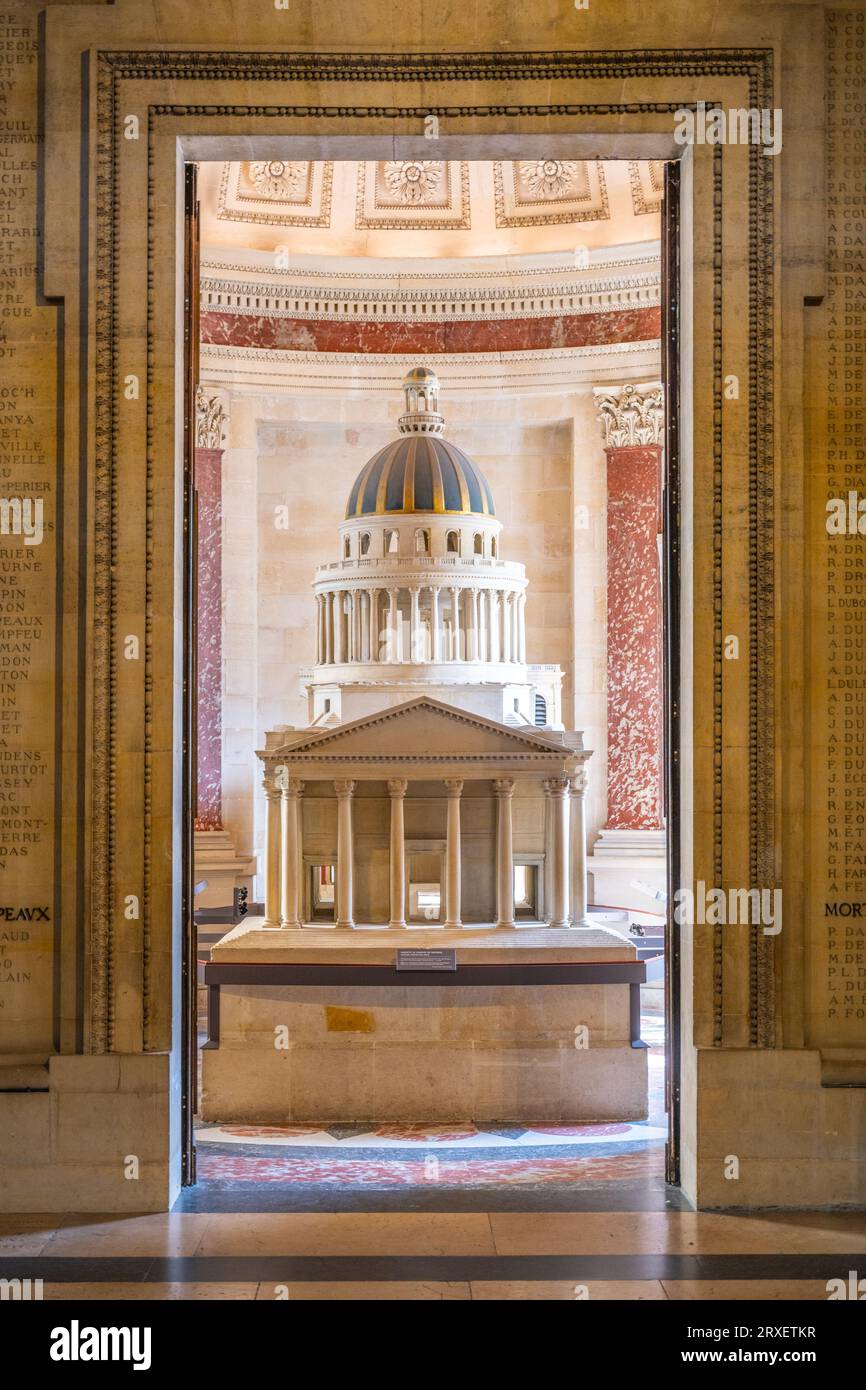 Scale miniature model of Pantheon placed inside the Pantheon in Paris ...