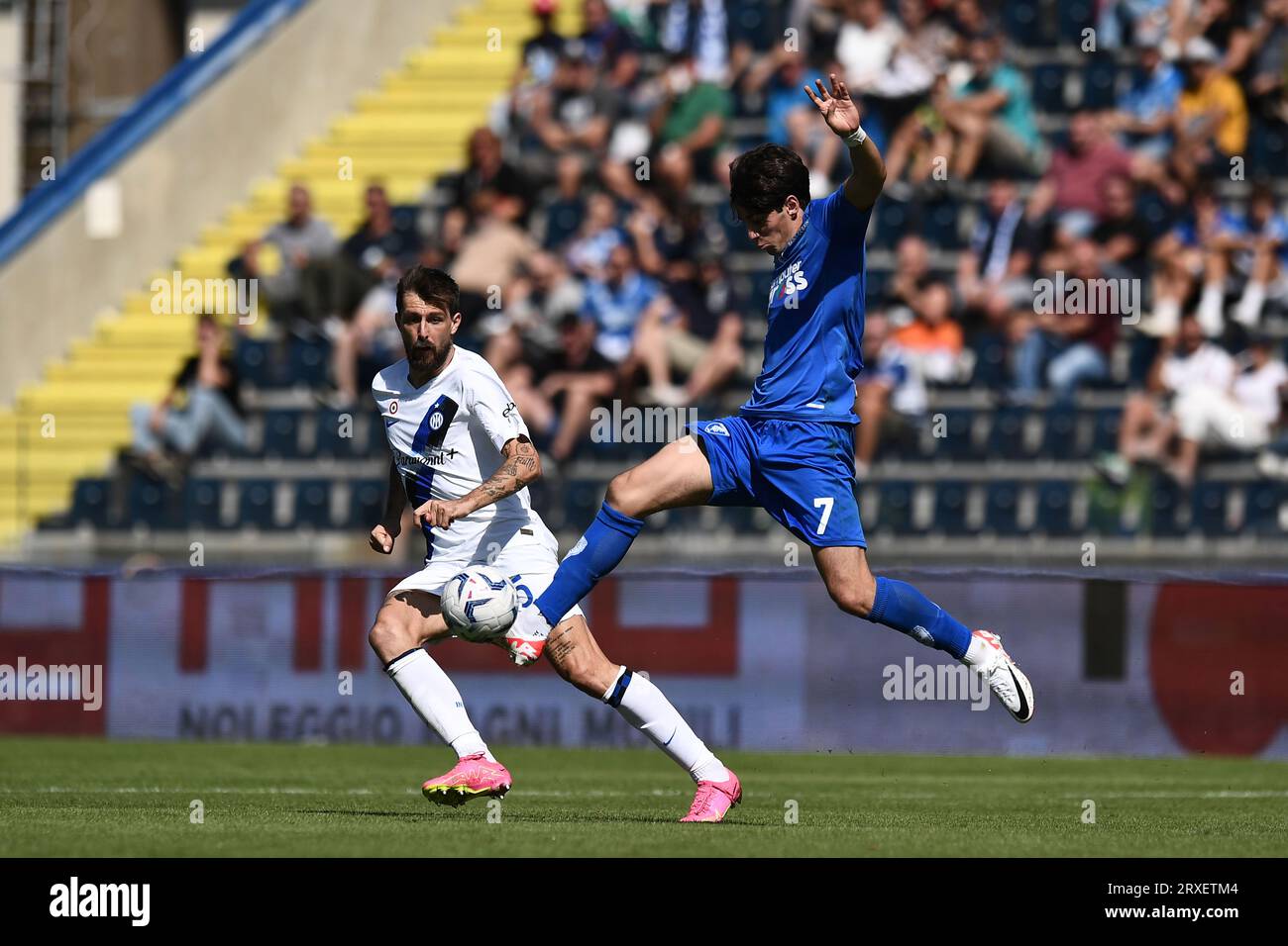 Stiven Shpendi (Empoli)Francesco Acerbi (Inter) during the Italian ...