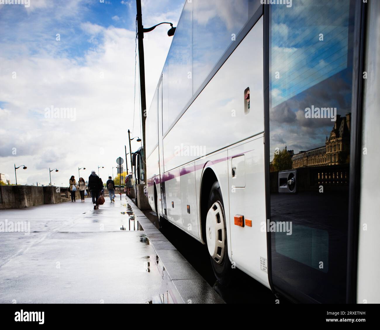 Buses parked in the background hi-res stock photography and images - Alamy