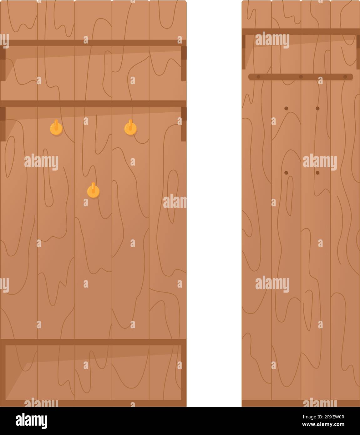 Vector set of wooden hangers with shelves hooks Stock Vector Image ...