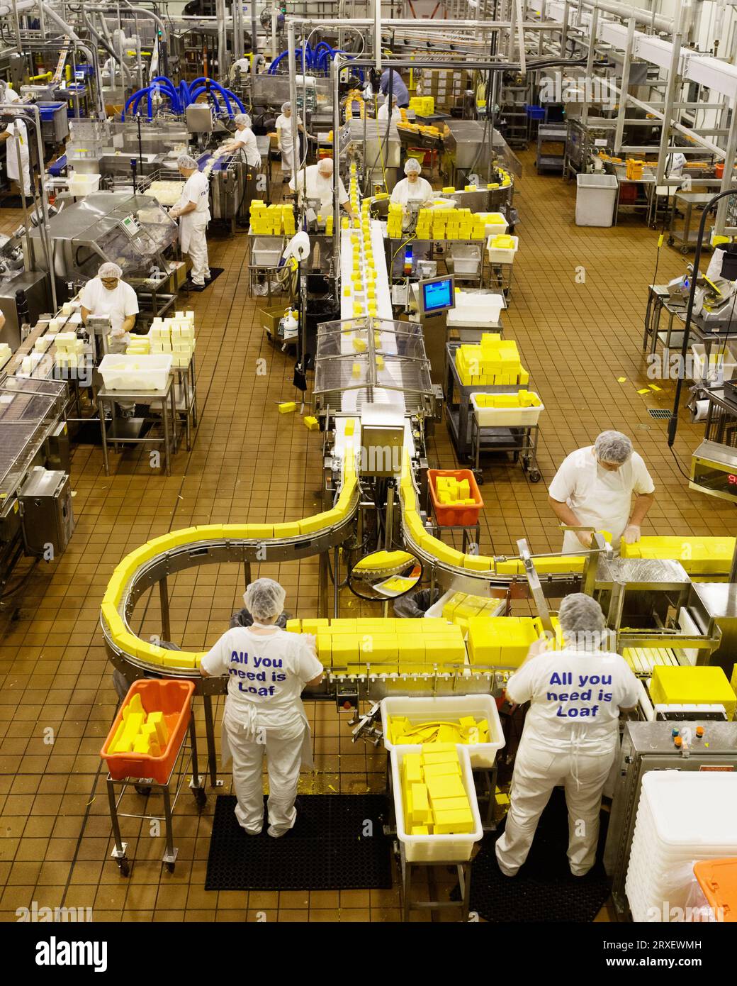 Elevated view of the assembly line and workers Stock Photo - Alamy
