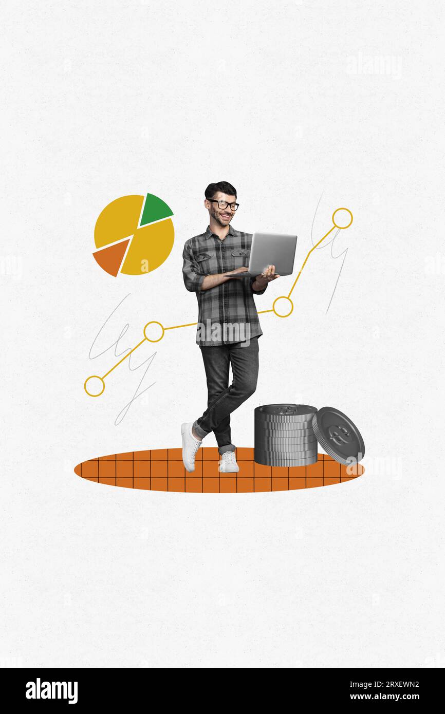 Collage vertical template artwork young business maker create startups ...