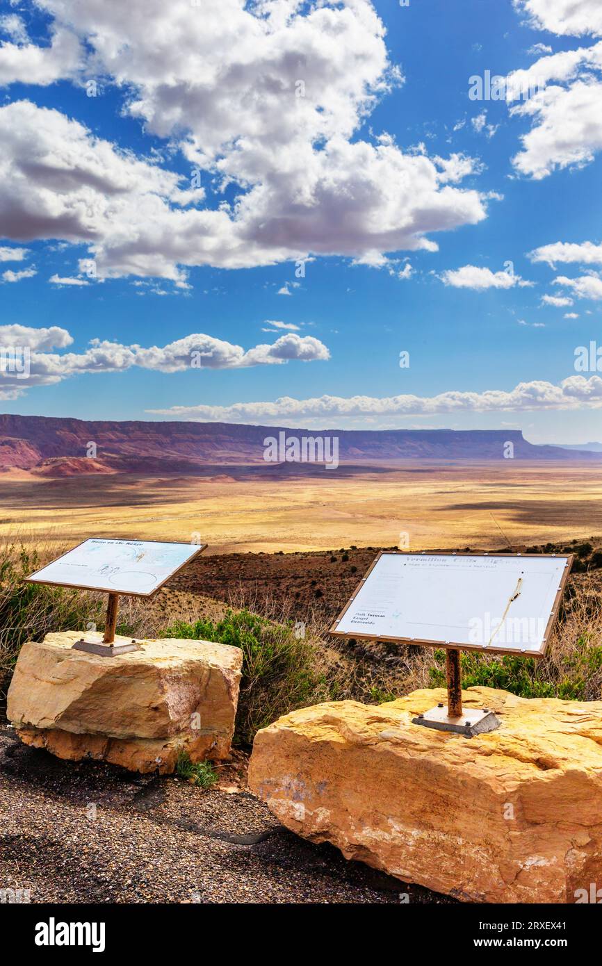 Information signs at Vermillion Cliffs Scenic Highway, Arizona, USA ...