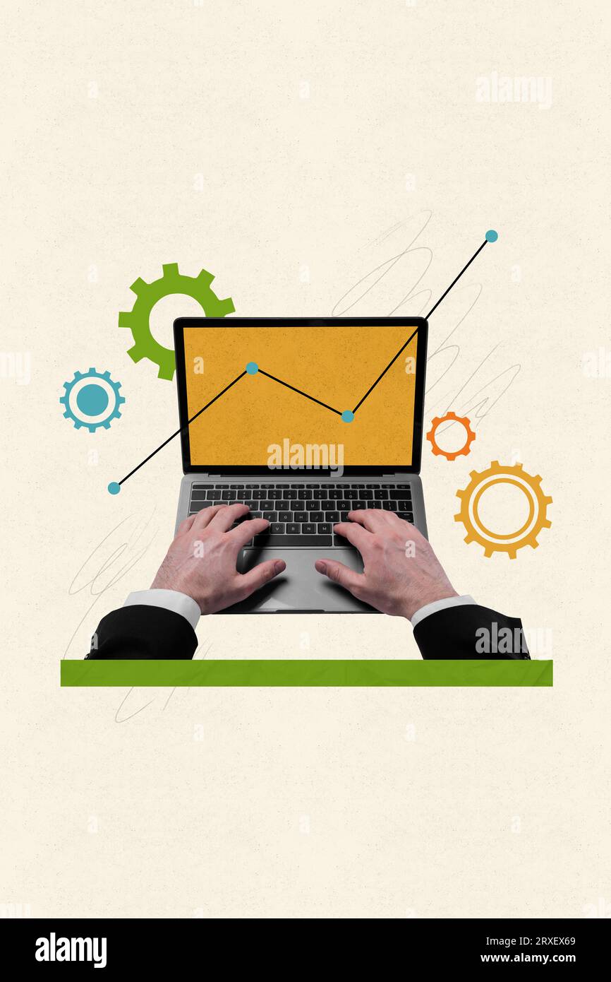 Collage Sketch Poster Of Human Arms Analyzing Statistics Texting Writing Sms Message Isolated On