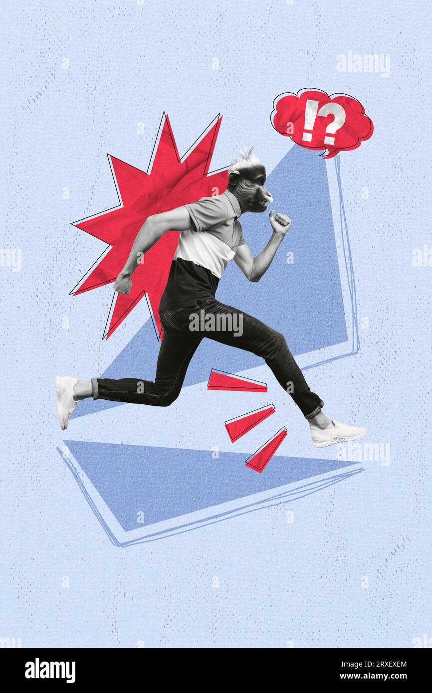 Picture comics zine collage of funky weird guy animal fase run announce ...