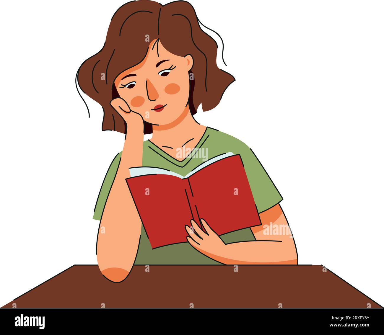 Young woman is reading book. cartoon vector Stock Vector Image & Art ...