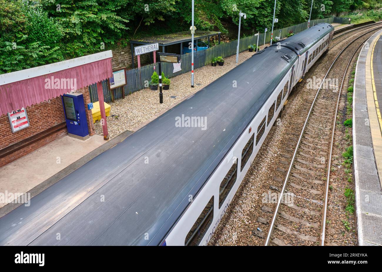 A train at Wetheral Railway Station, Wetheral, near Carlisle, Cumbria ...