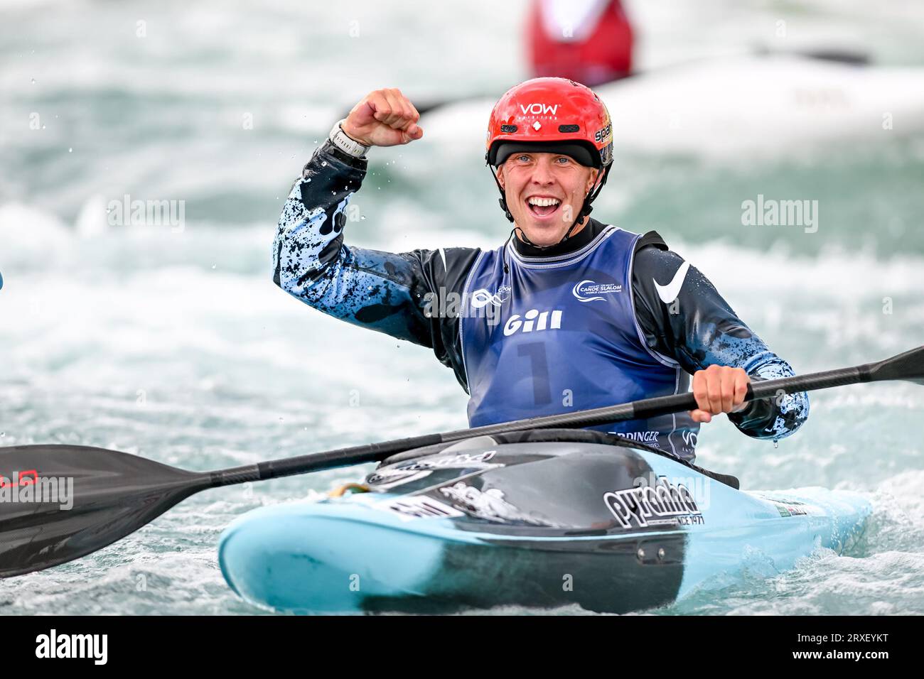 London, UK. 24th Sep, 2023. Joe Clarke crosses the finishing line in ...