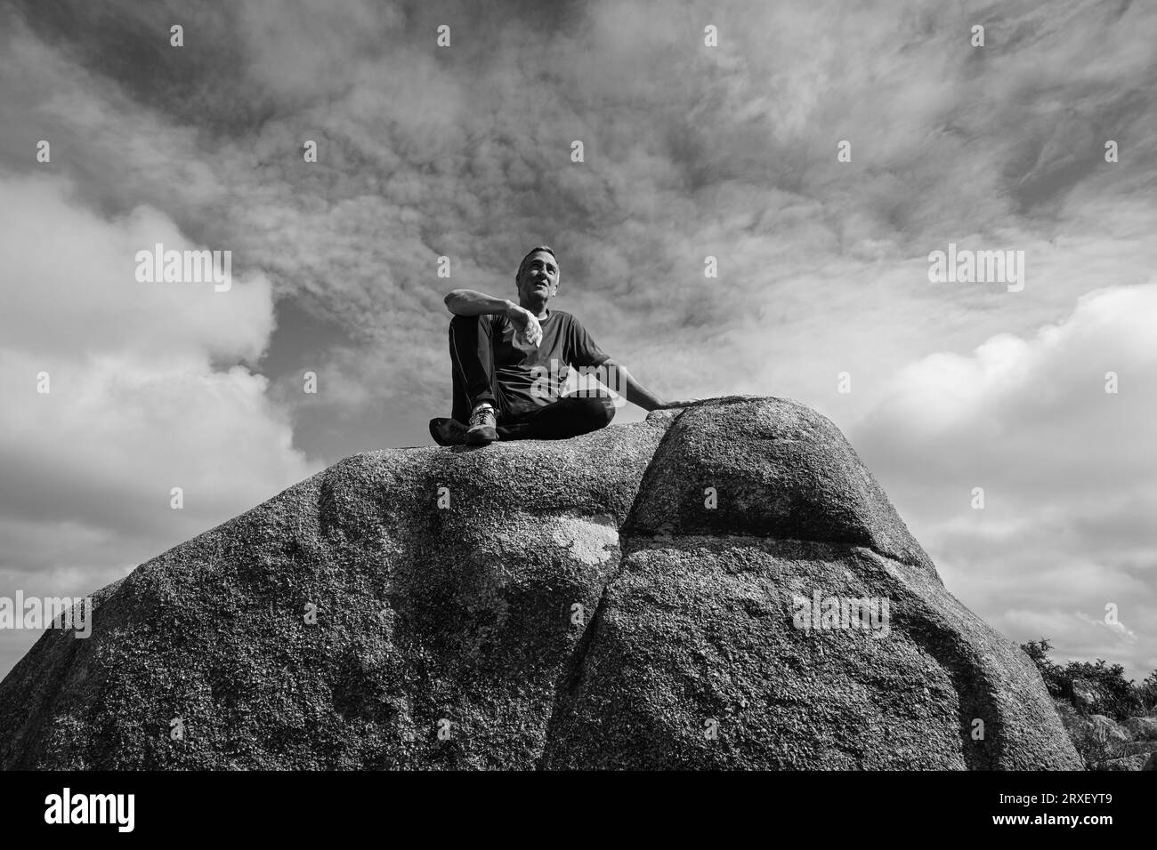 CARN BREA JOHN BOULDERING CLIMBING GRANITE BOULDERS SINGLE SILHOUETTED ...