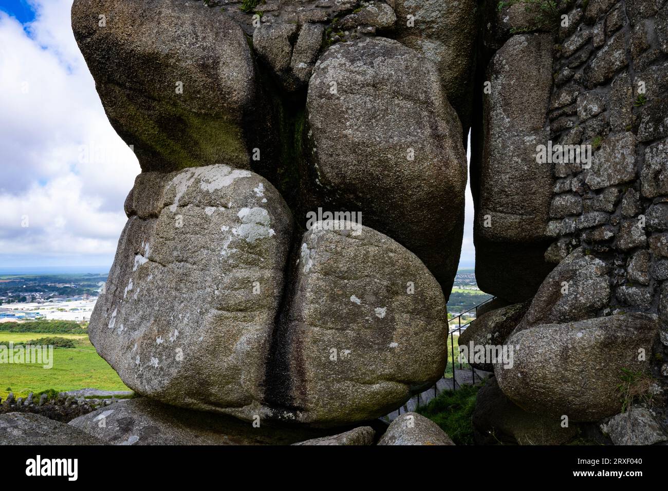 CARN BREA CASTLE TOR AND MONUMENT REDRUTH CORNWALL Stock Photo - Alamy