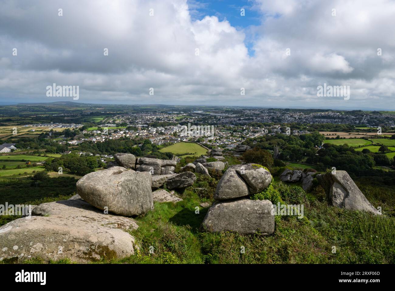 CARN BREA CASTLE TOR AND MONUMENT REDRUTH CORNWALL Stock Photo - Alamy