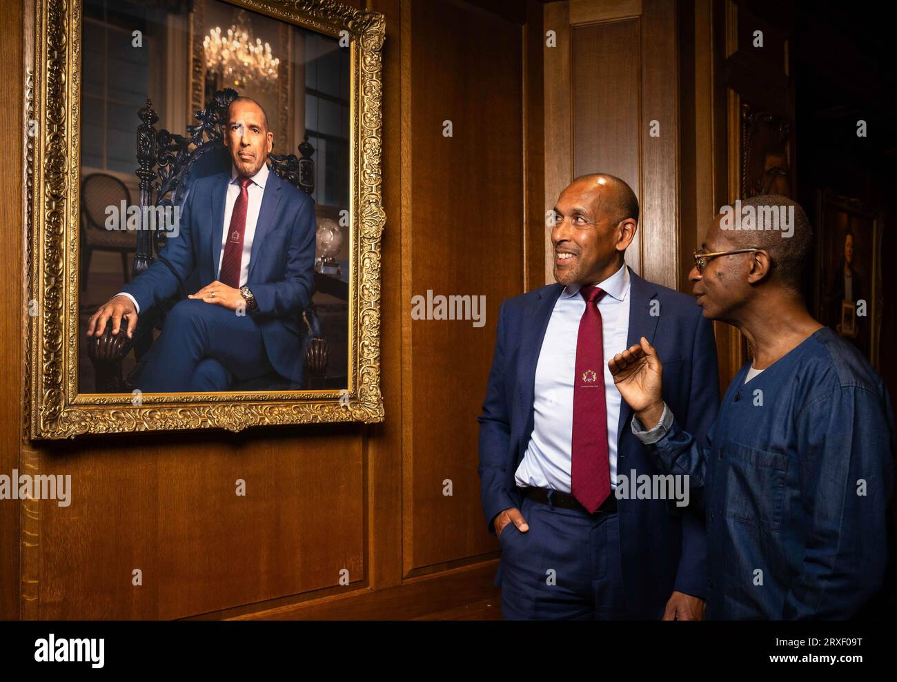 EDITORIAL USE ONLY Artist, Franklyn Rodgers (right) with David Flint ...