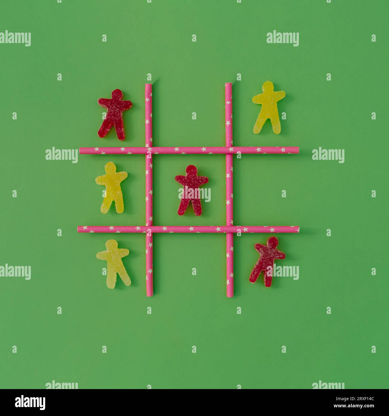 Tic-tac-toe, noughts and crosses or Xs and Os game made with gummy ...