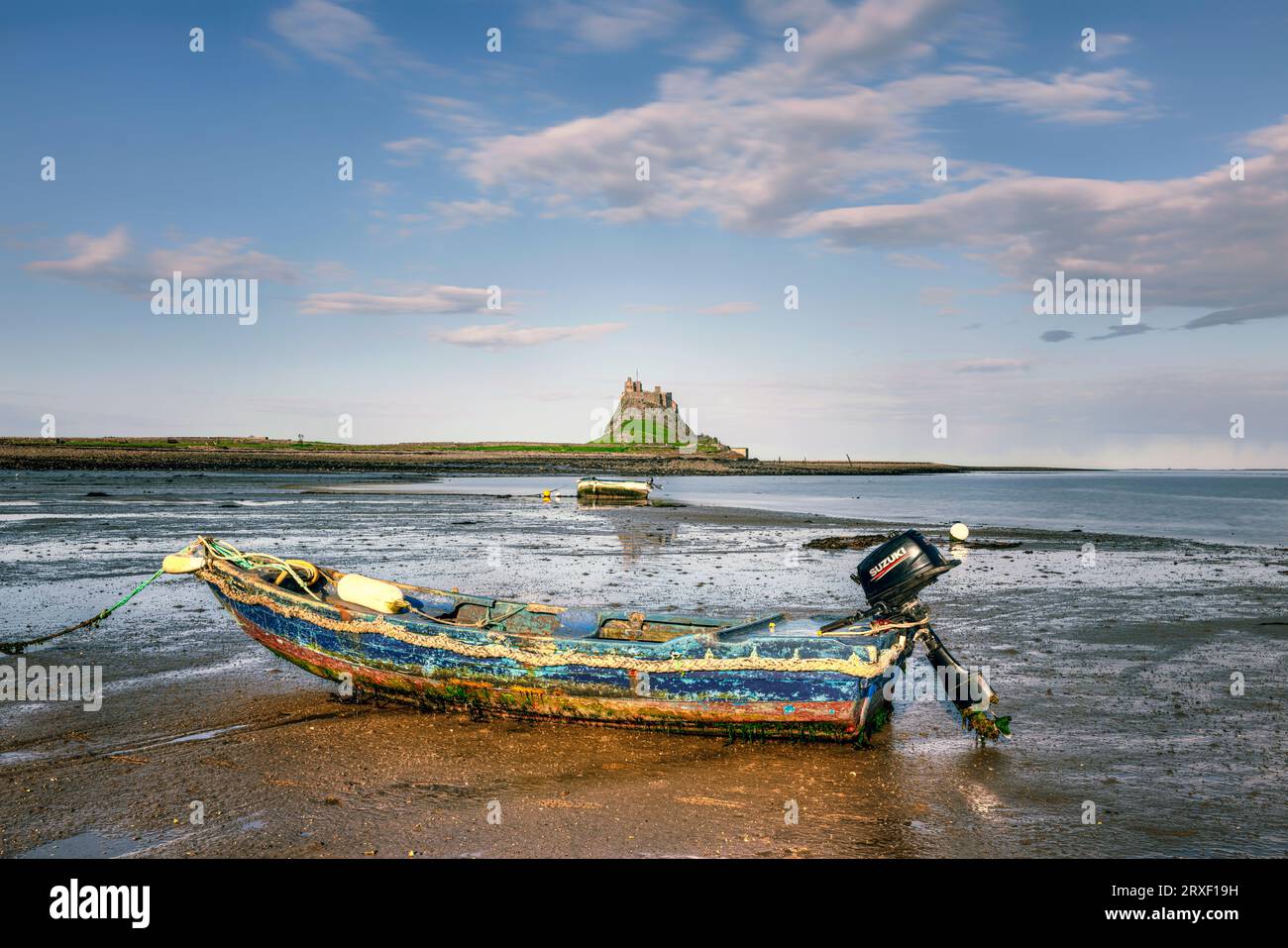 The tidal island of Llindisfarne, also called Holy Island, in ...