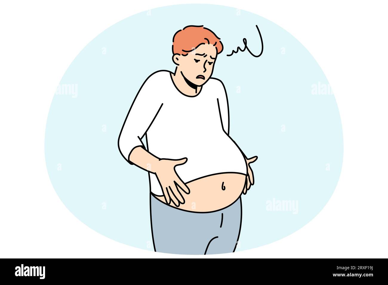 Unwell man suffer from indigestion. Unhealthy male struggle with ...