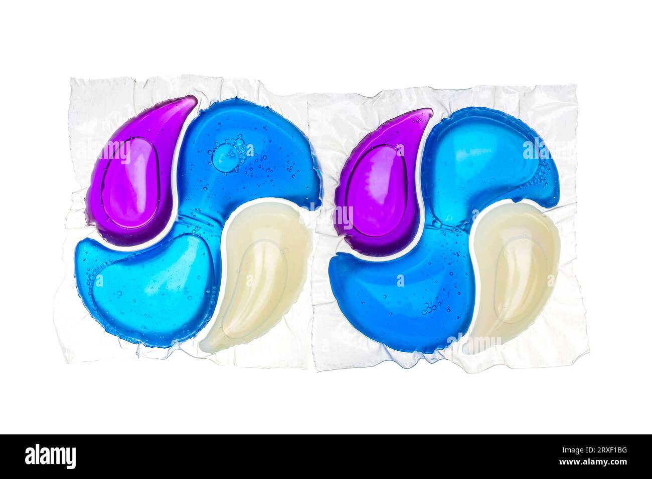 capsules with colored gel for washing on a white background. High ...