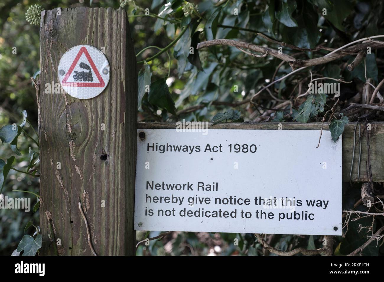 Roadsign warning of Railway crossing without barrier at shirehampton ...