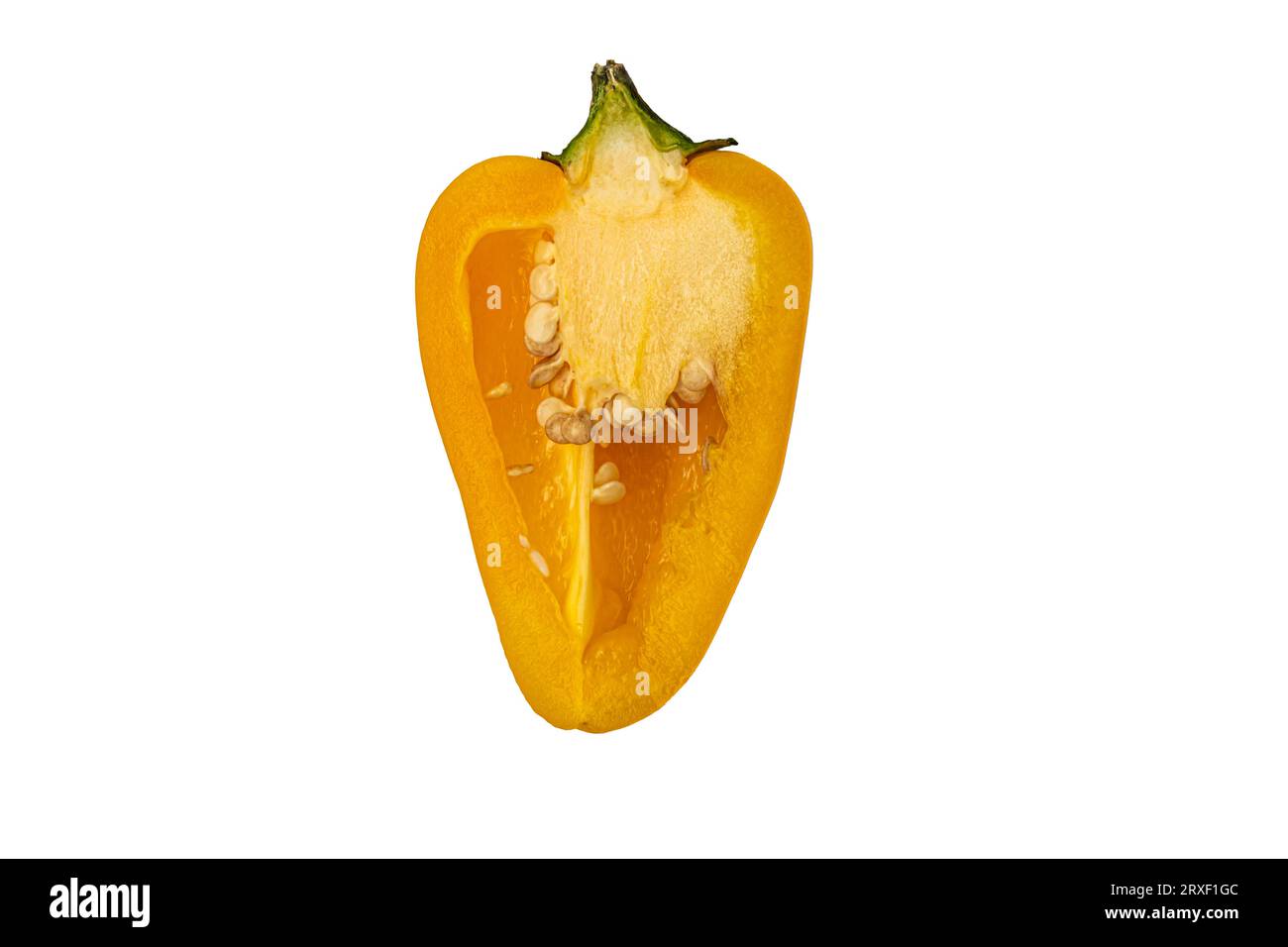 Yellow sweet pepper cut in half isolated on white background. High ...