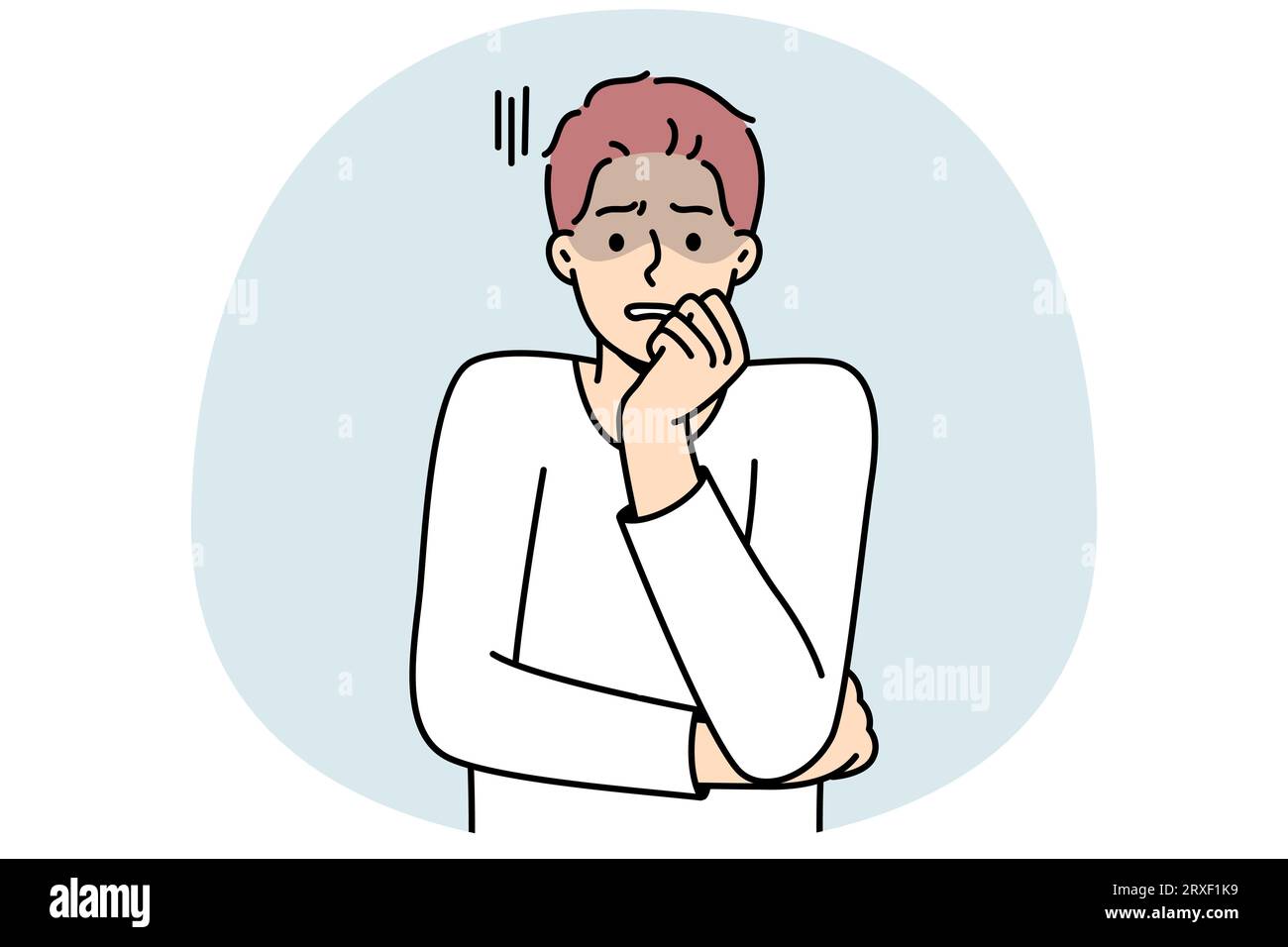 Anxious young man feeling terrified and worried. Unhappy guy feel ...