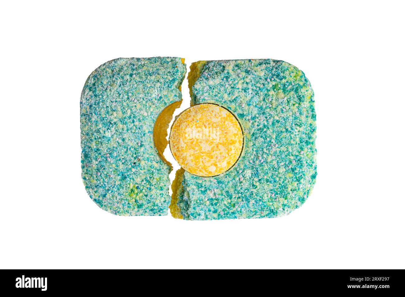 solid tablet for washing dishes in a dishwasher on a white background ...