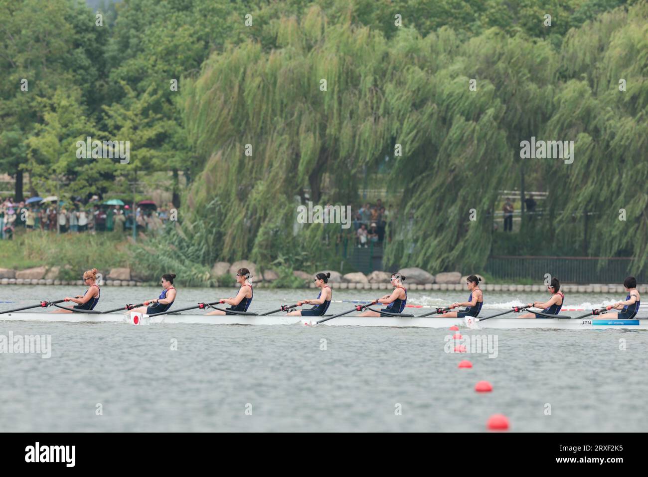 Hangzhou, China. 25th Sep, 2023. Japan team group Rowing : Women's ...