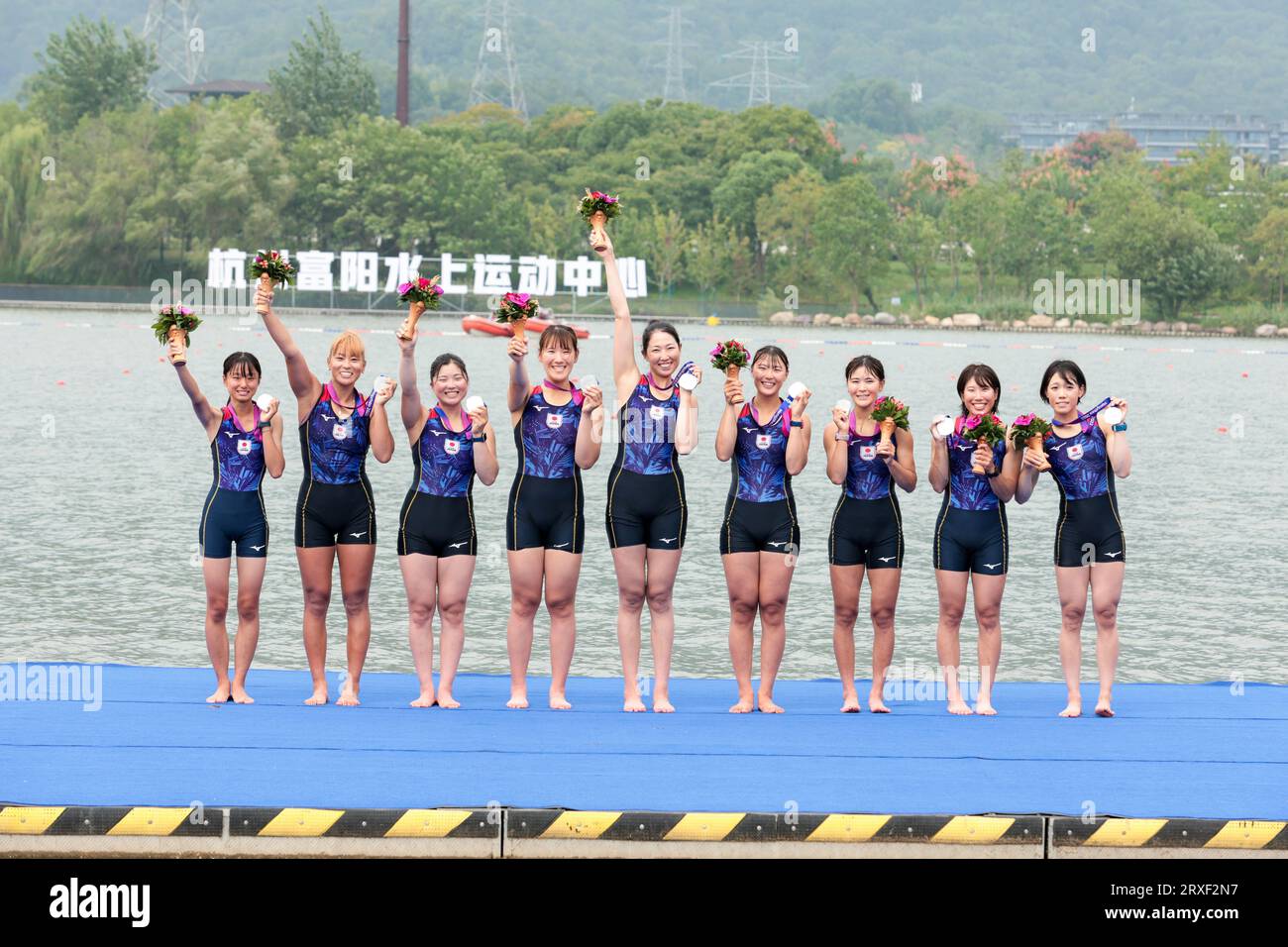 Hangzhou, China. 25th Sep, 2023. Japan team group Rowing : Women's ...