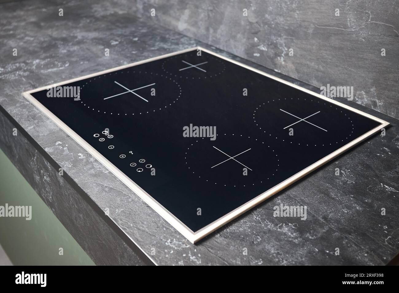 Flat cooktop cooking induction electric built black stove. Grey ...