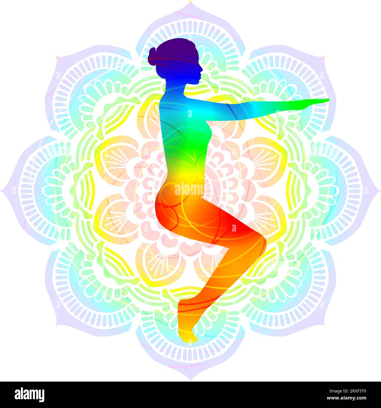 Colorful silhouette yoga posture. Awkward pose. Utkatasana. Isolated ...