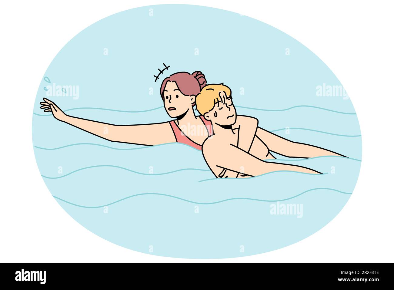 Woman saving man drowning in water. Lifeguard help guy going under in ... Woman saving man drowning in water. Lifeguard help guy going under in ...