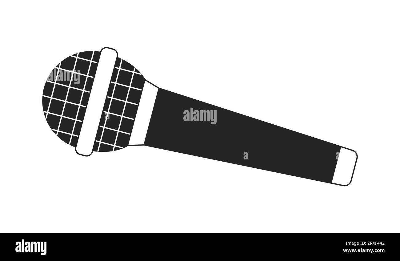 Microphone mic black and white 2D line cartoon object Stock Vector ...