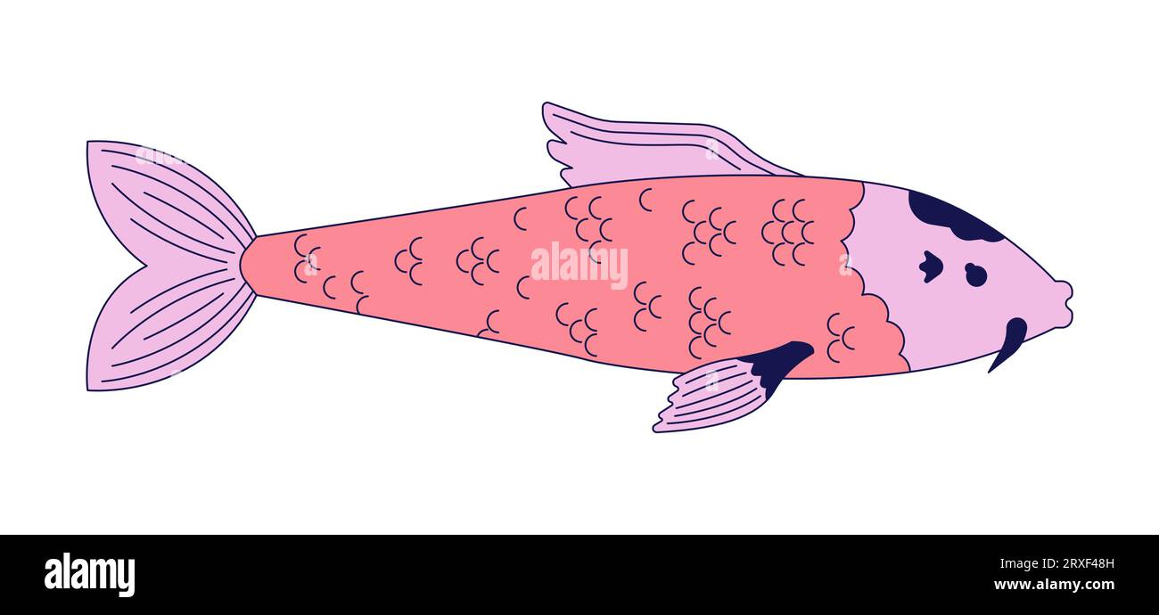 Japanese carp amur 2D linear cartoon character Stock Vector Image & Art ...
